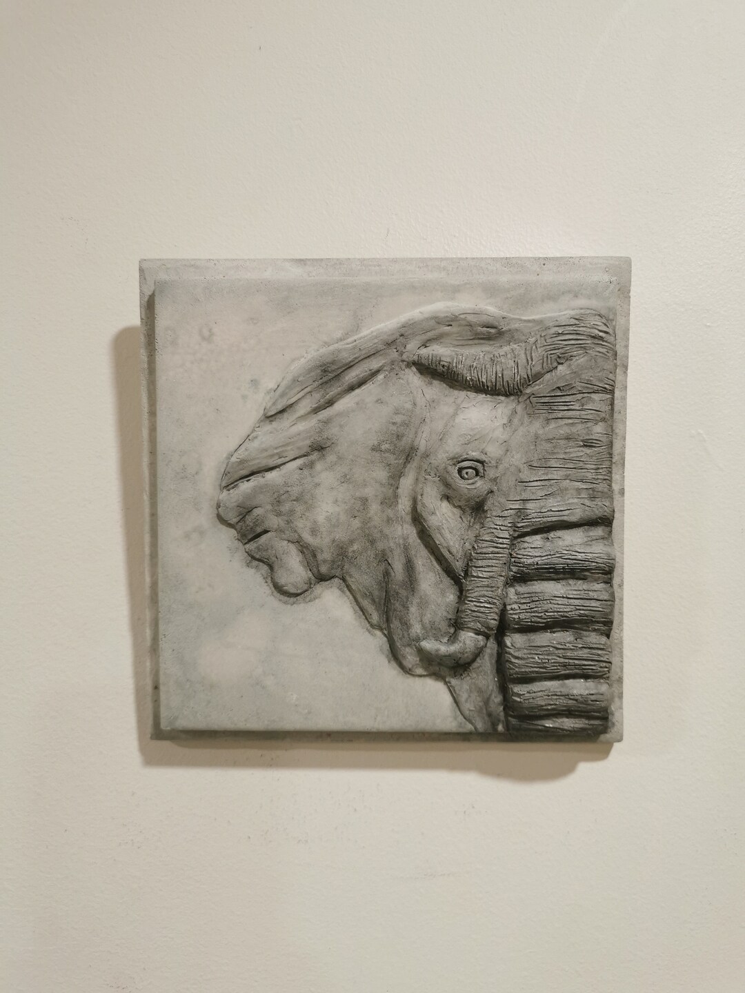 Elephant Bas Relief Wall Tile/ Sculpted Elephant Wall Sculpture/ Hand ...