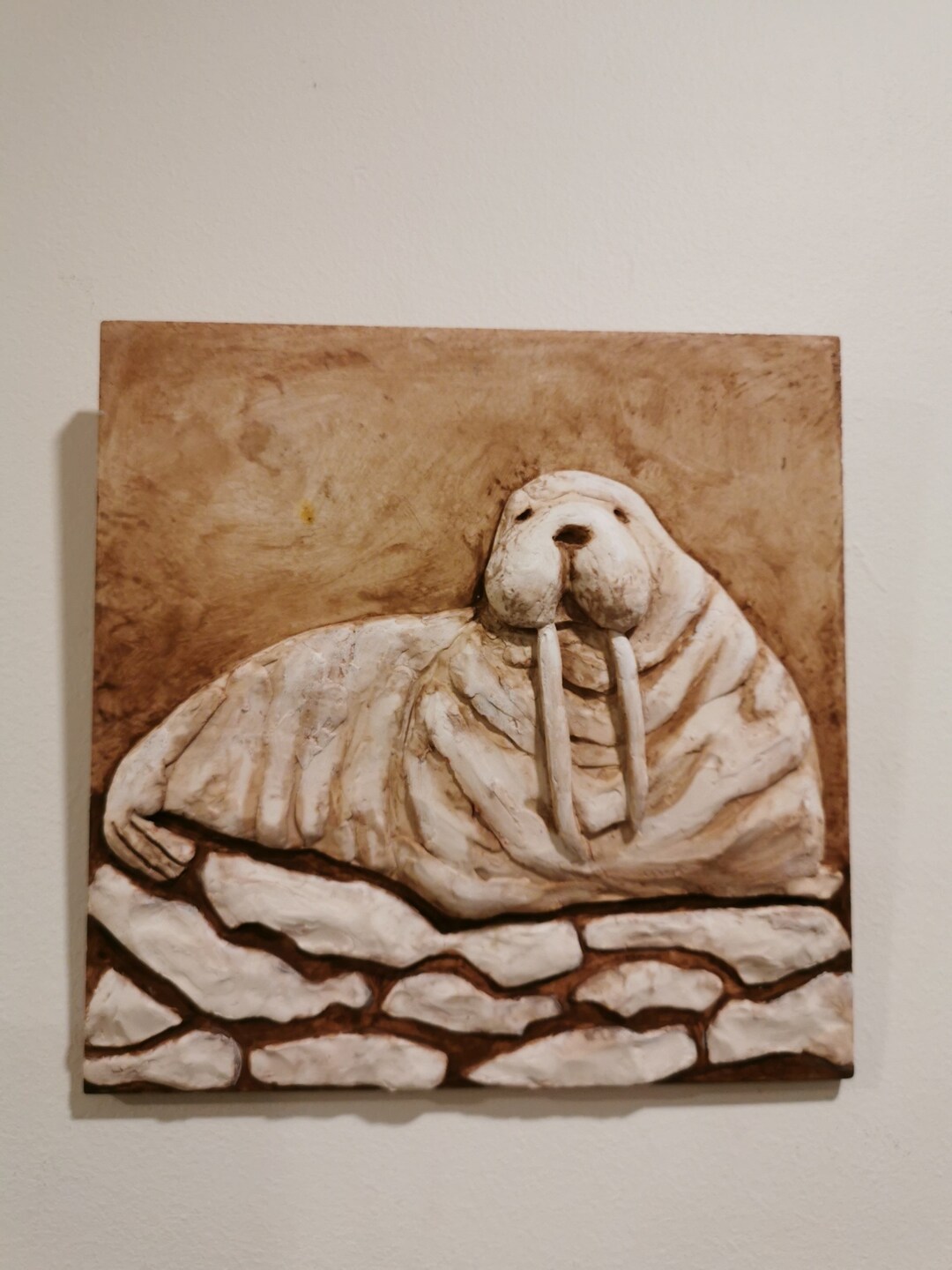Walrus Wall Sculpture: Hand-painted Hydrostone Relief Art - Etsy