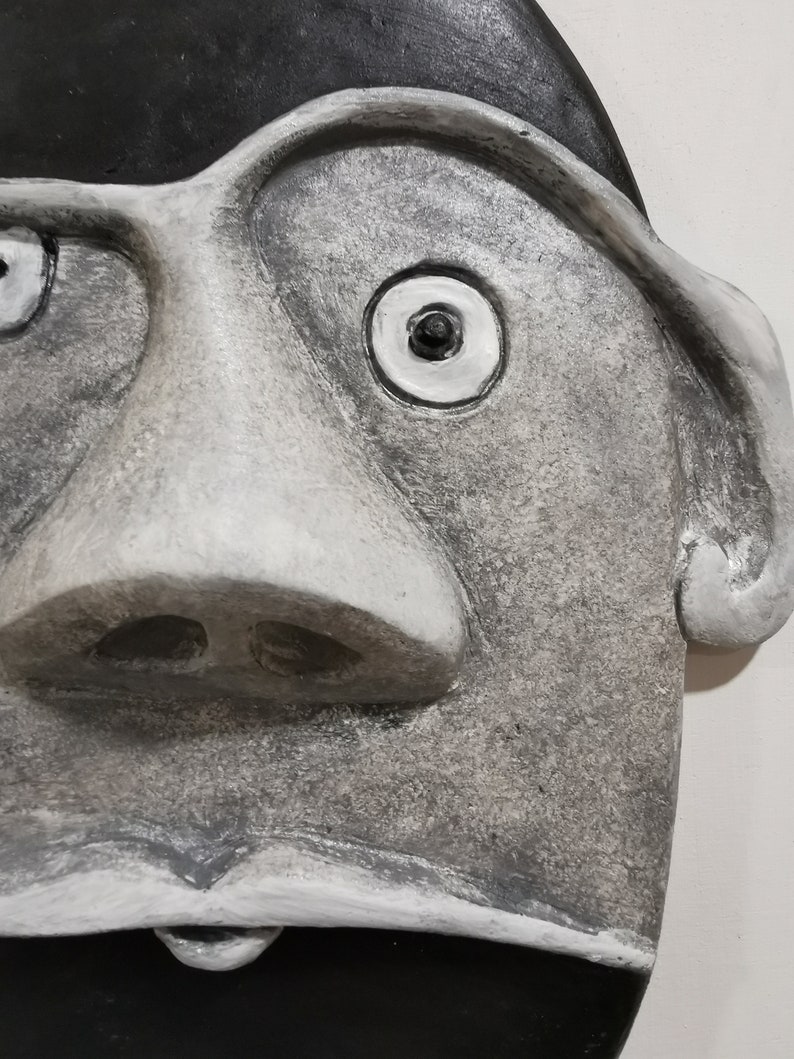 Metallic Grey Face/modern Mask /painted Face Relief /grey Mask/ Wall ...