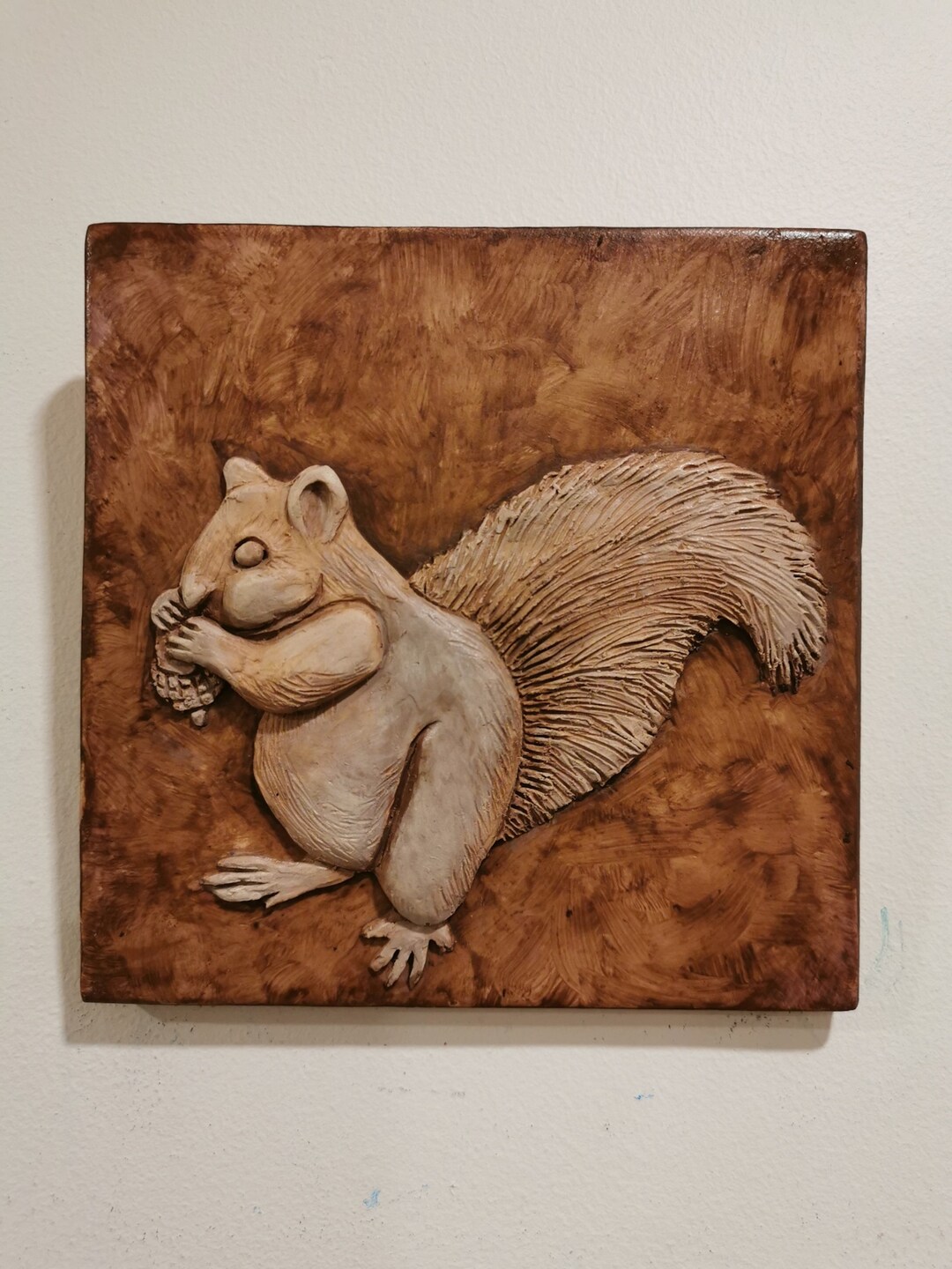 Squirrel Wall Sculpture/backyard Animal Art Tile/ Unique Squirrel ...