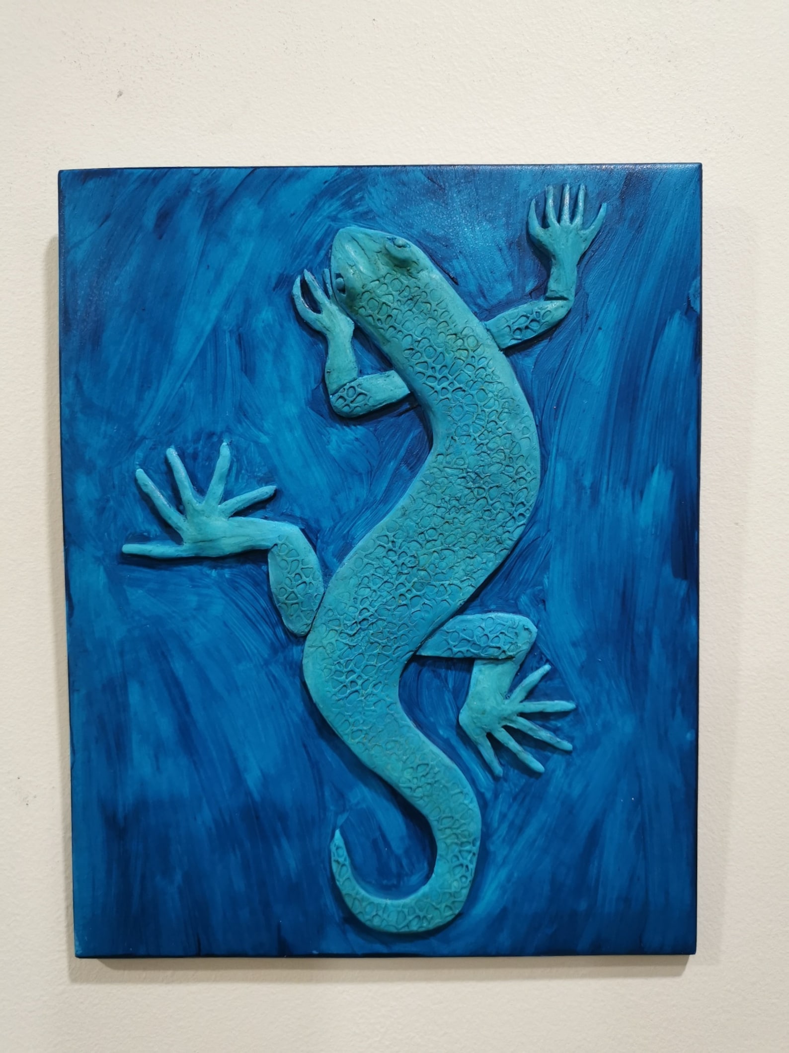 Lizard/ Sculpted Reptile Bas Relief /hand Painted Lizard/ Lizard Wall ...