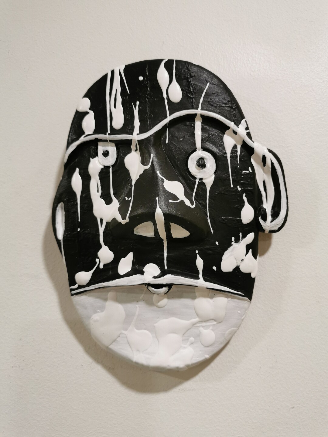 Black and White Face Art/ Modern Mask /painted Face Relief / Art/ Wall ...