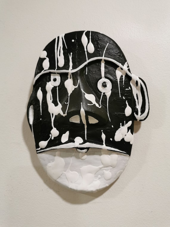 Black and White Face Art/ Modern Mask /painted Face Relief / - Etsy