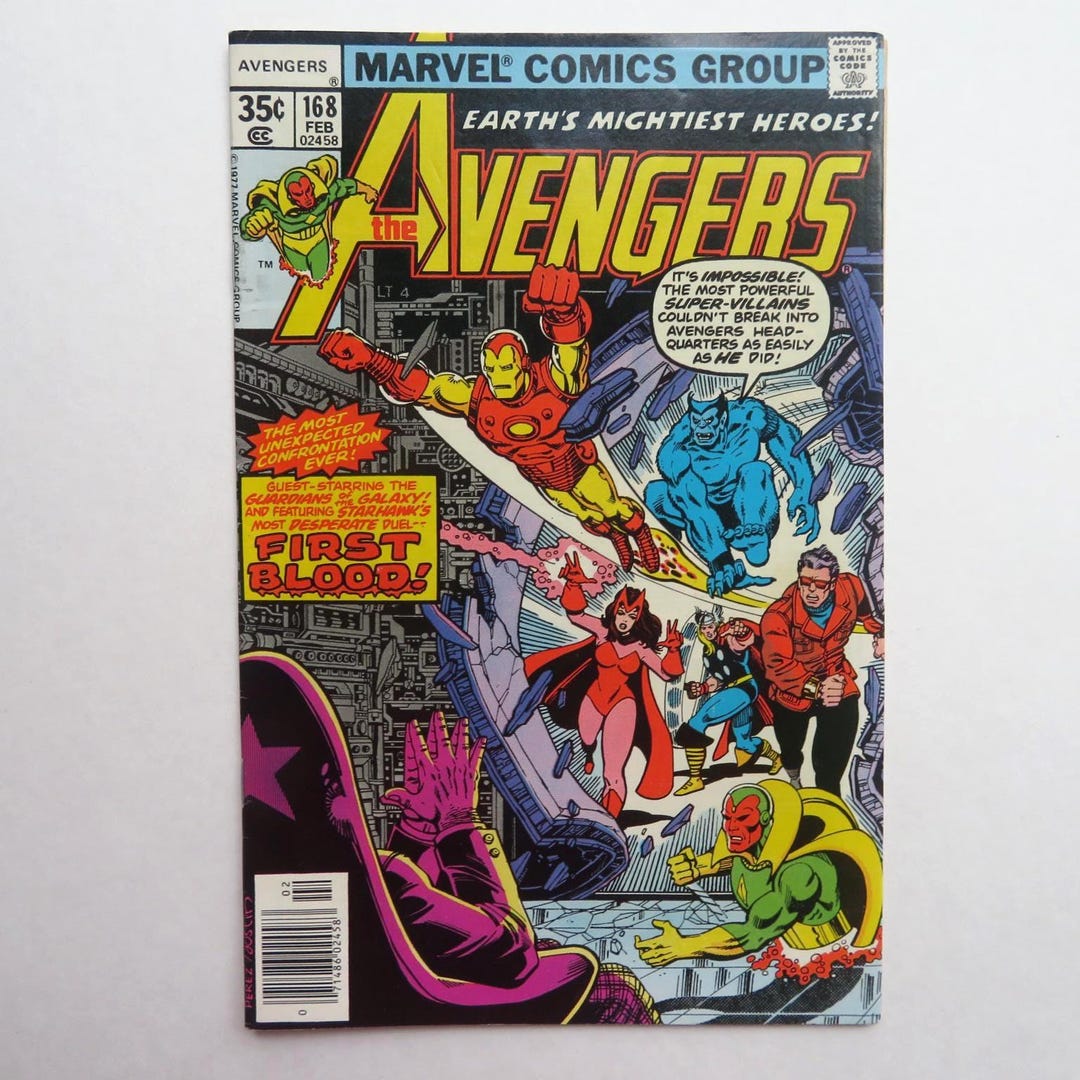 Avengers 168 (1978) First Blood Guardians of the Galaxy, George Perez Cover Marvel A3 - Etsy
