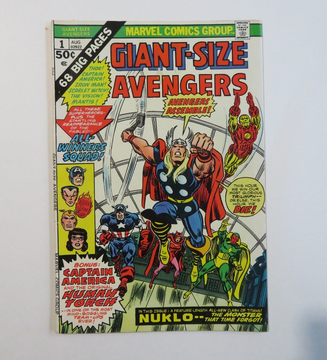 Giant Size Comic: Avengers #1 Nuklo, Golden Age Whizzer, Marvel (1974 ...