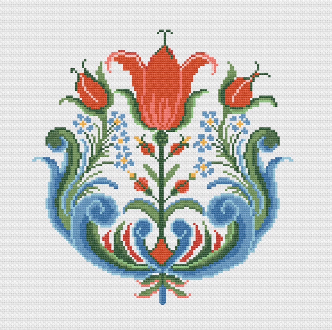 Scandinavian Tulip Bouquet Cross Stitch Pattern - Etsy