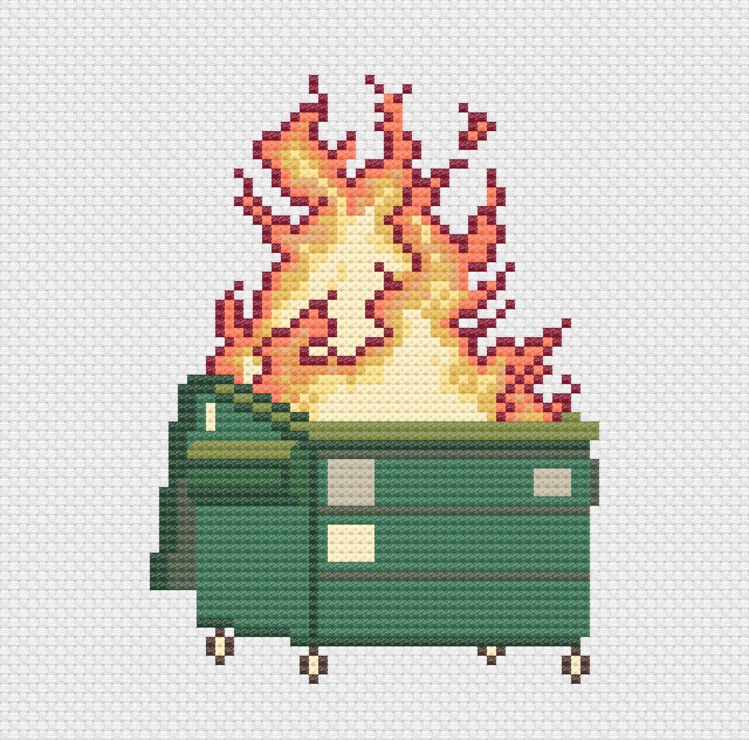 Dumpster Fire, a Cross Stitch Design - Etsy