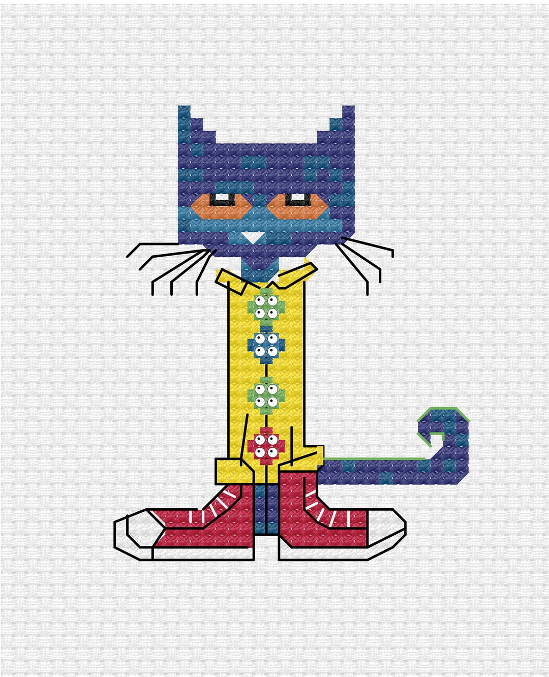 Blue Cat Cross Stitch Design - Etsy