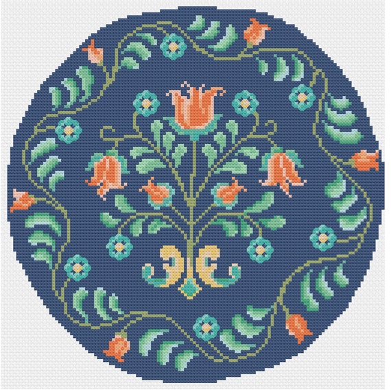 Scandinavian Rosemaling Design a Cross Stitch Pattern - Etsy