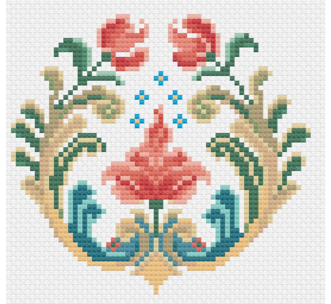 Scandinavian Rosemal Tulip Design, a Cross Stitch Pattern - Etsy
