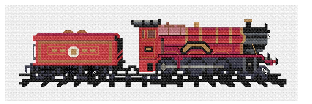 Red Steam Engine Train Cross Stitch Design - Etsy