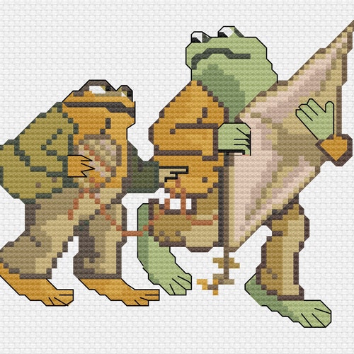 Frog and Toad Reading a Cross Stitch Pattern - Etsy