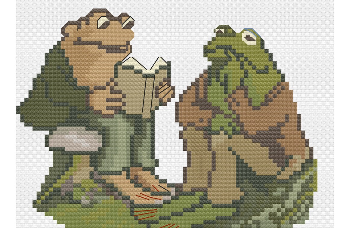 Frog and Toad Reading, a Cross Stitch Pattern - Etsy
