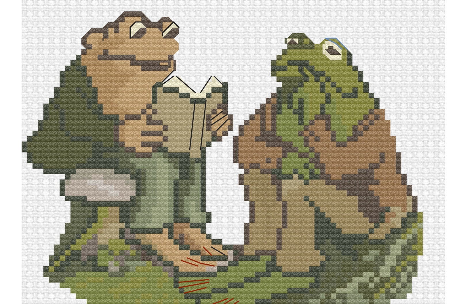 Frog and Toad Reading, a Cross Stitch Pattern - Etsy