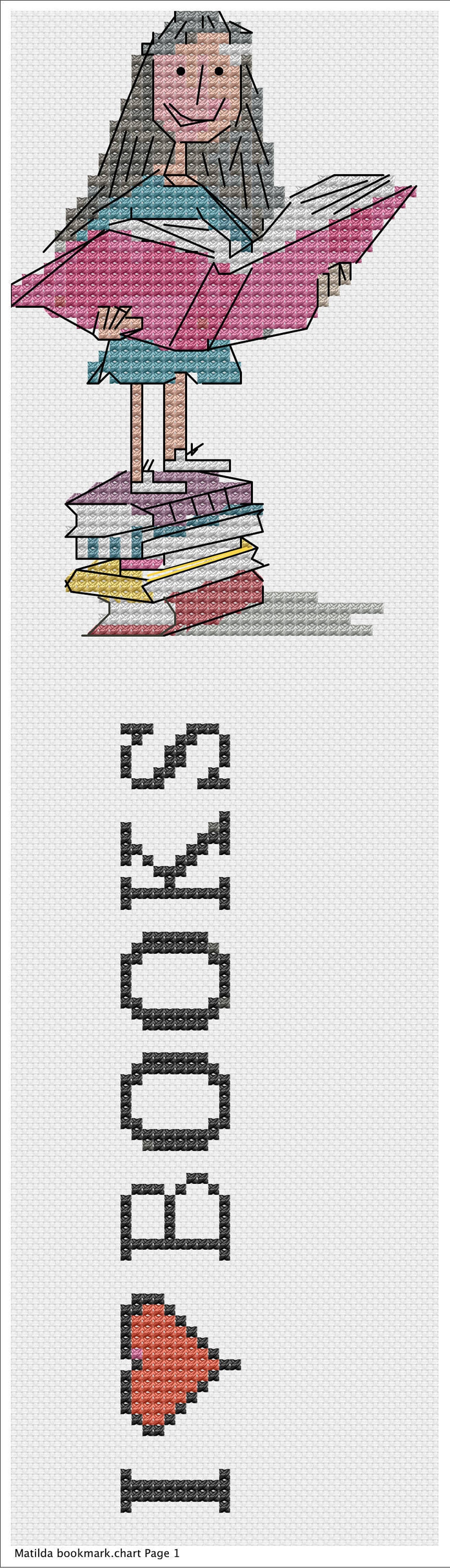 Matilda Inspired Cross Stitch Design (can Be Used for Bookmark) - Etsy