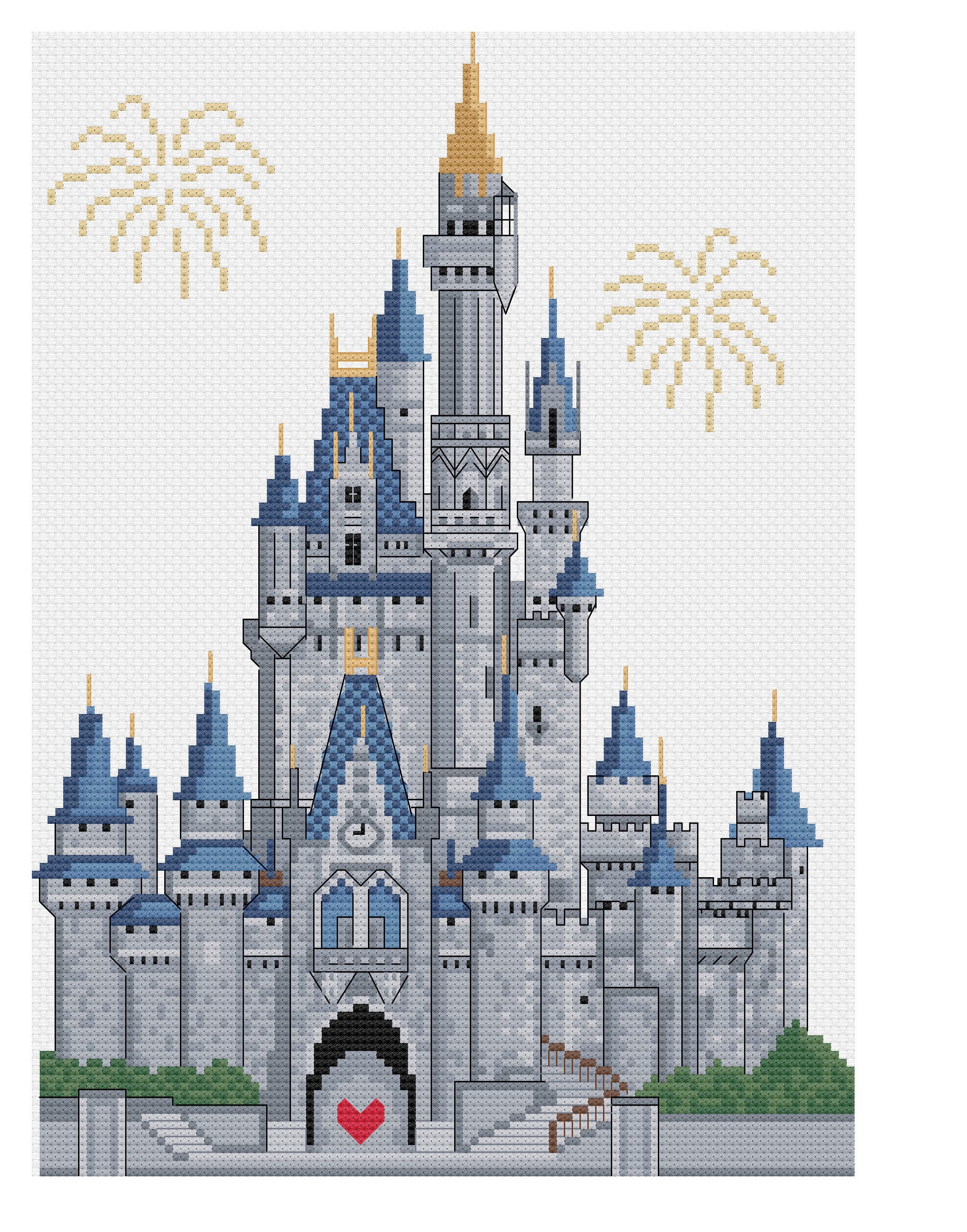 Castle cross stitch design | Etsy