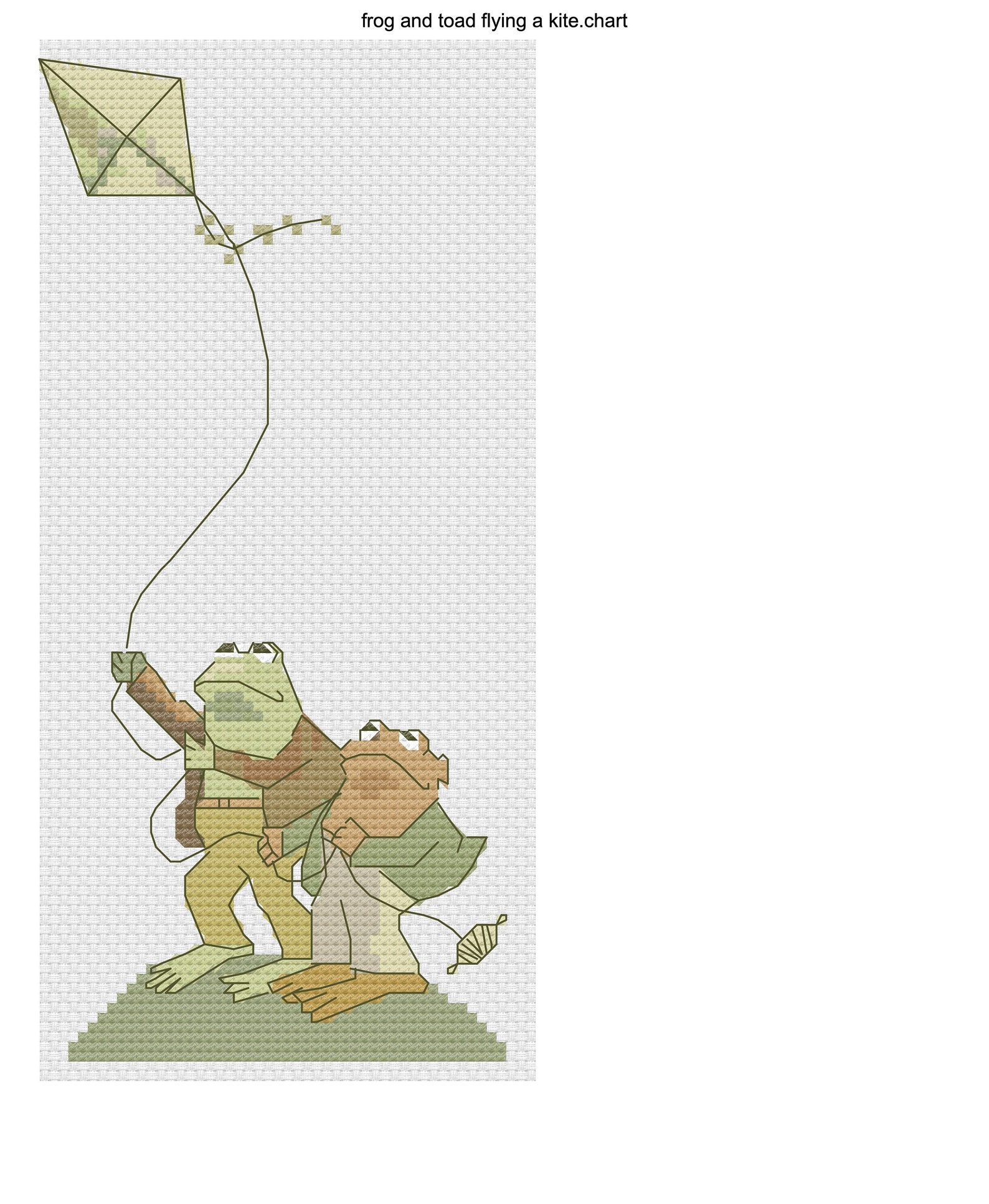 Frog and Toad Flying a Kite, a Cross Stitch Pattern - Etsy