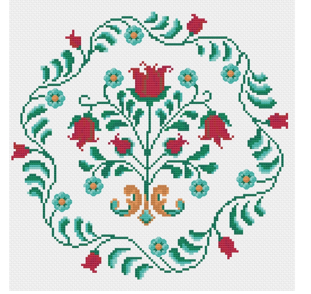 Red Tulip Rosemal Design, a Cross Stitch Design - Etsy