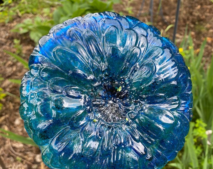 Fused Glass 3D Flower Head Garden Stake - Handmade Zinnia/dahlia ...