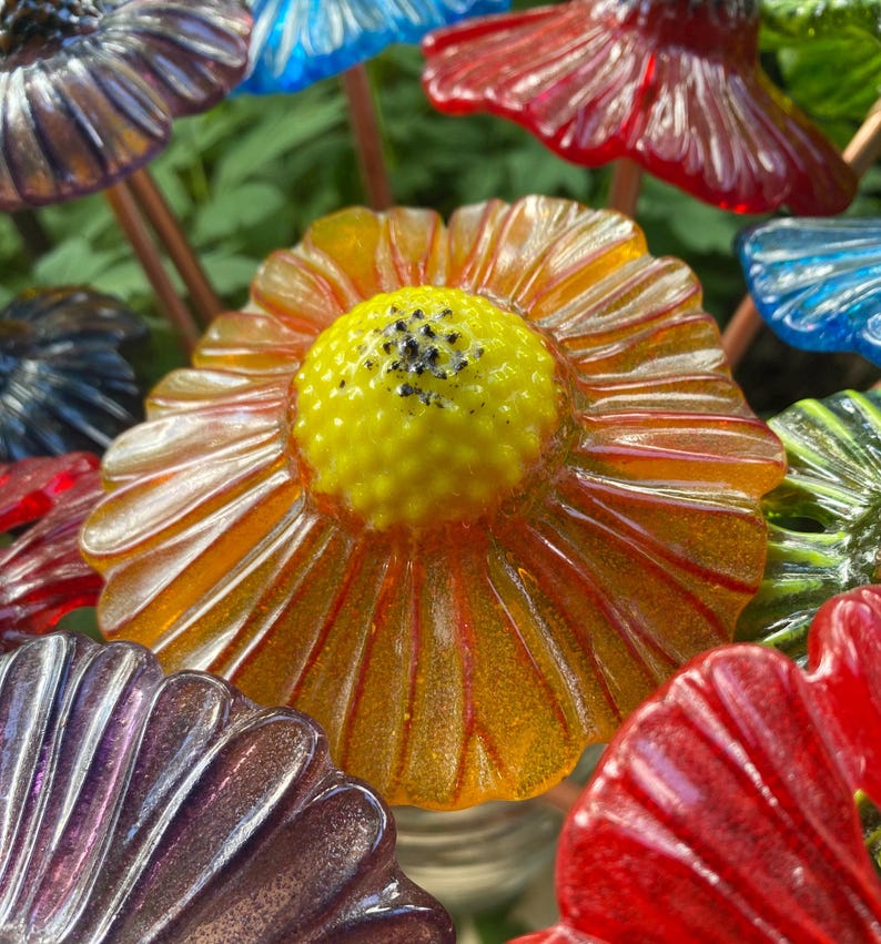 Fused Glass Garden 3D "cone Flowers" - Handmade - Planter/pot/vase - Etsy