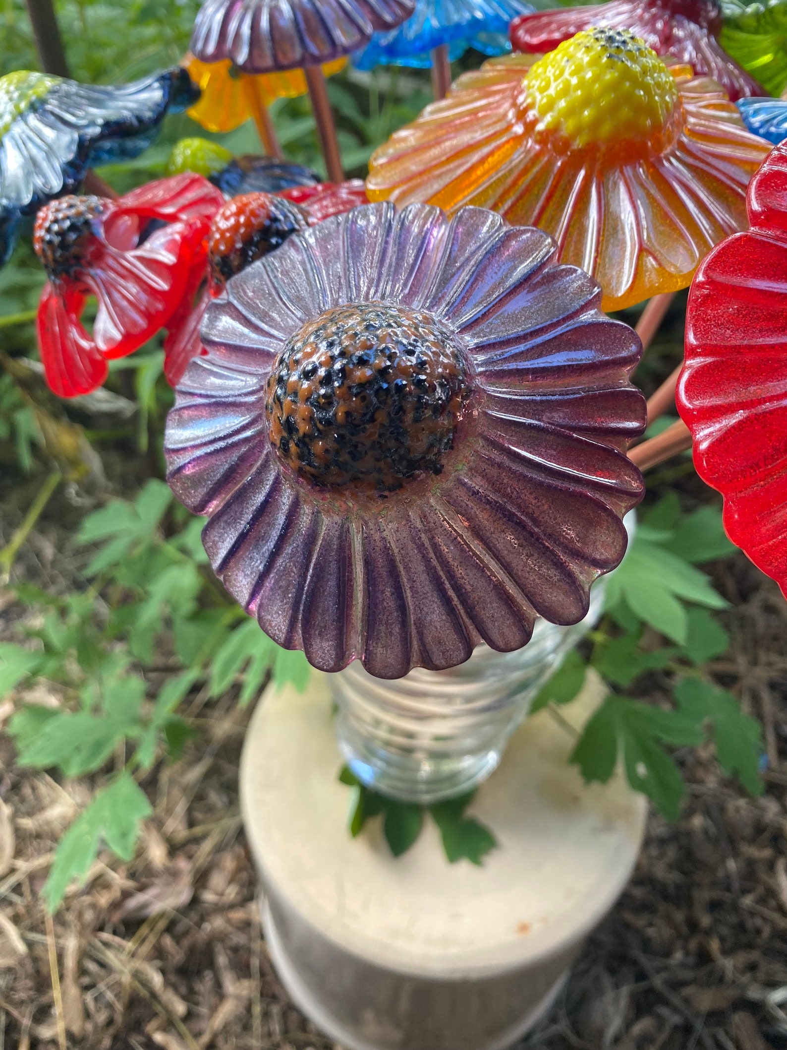 Fused Glass Garden 3D "cone Flowers" - Handmade - Planter/pot/vase - Etsy