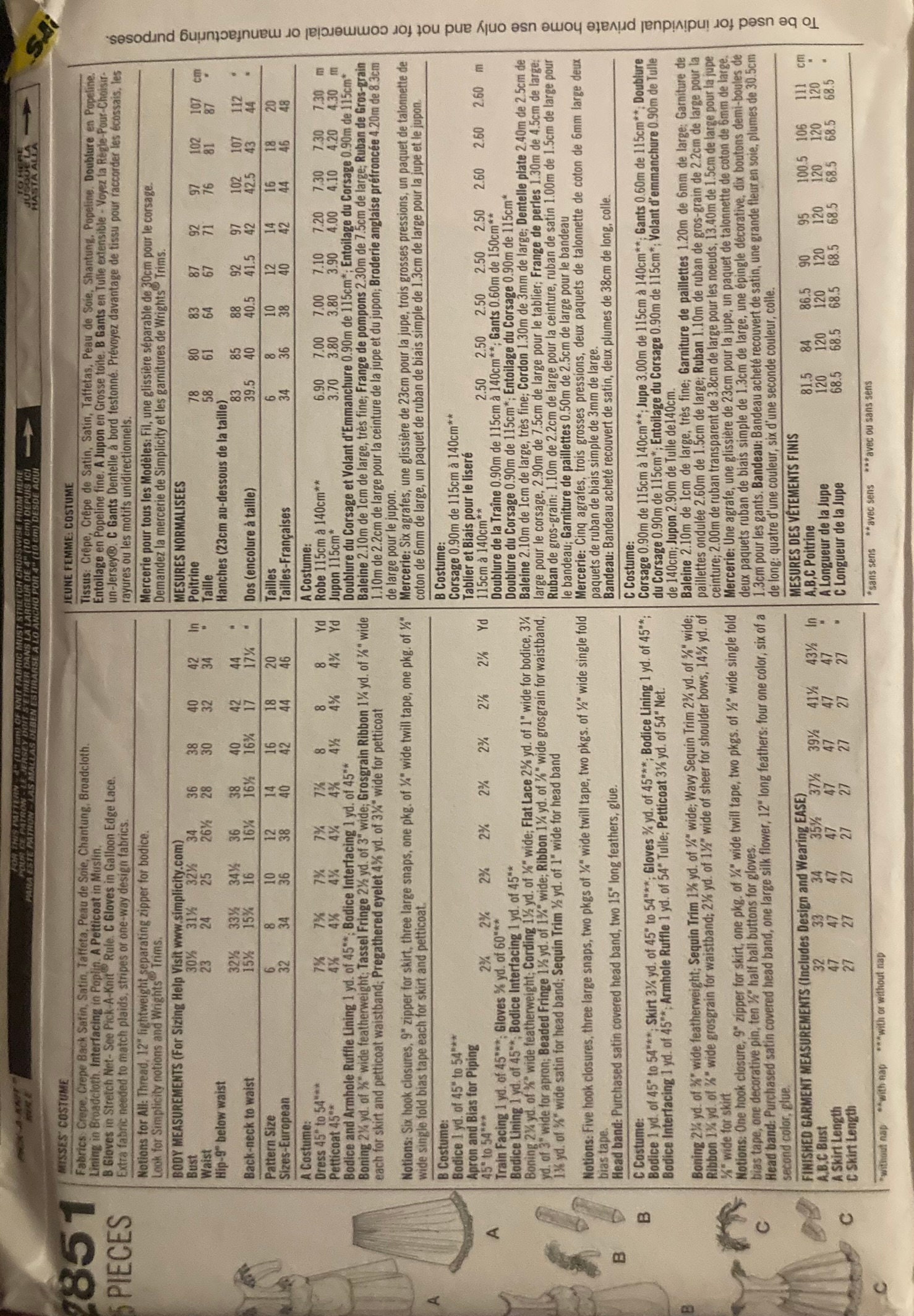 Simplicity 2851 Western Costume Saloon Madame Old West Frontier Skirt ...