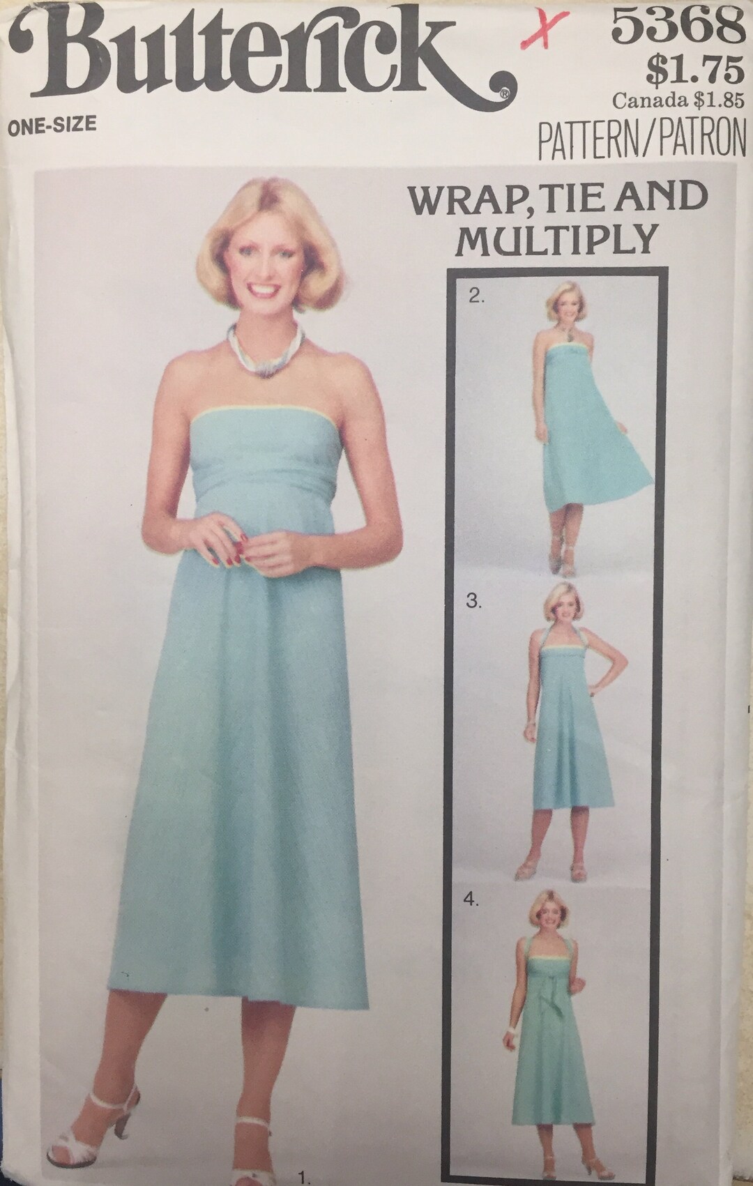 Butterick 5368 RARE Vintage 1970s Convertible Dress Skirt Wrap Tie 8 ...