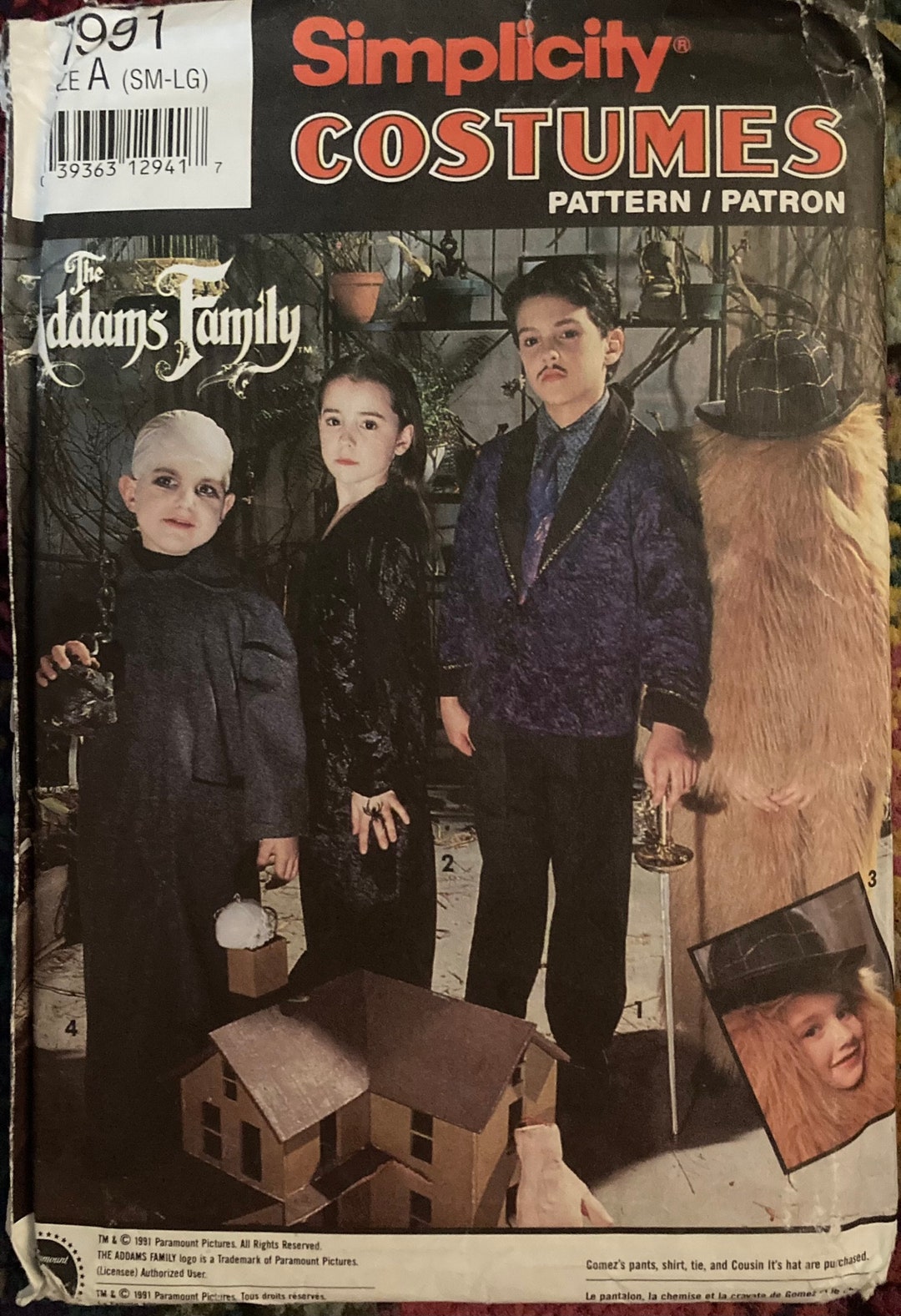 Simplicity 7991 Vintage 1990s Addams Family Children's Costume Gomez ...
