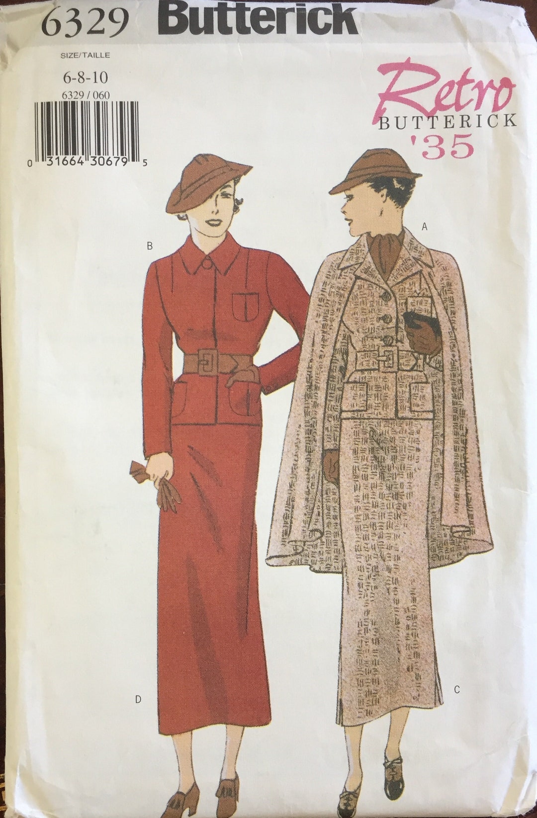 Butterick 6329 1930s Reproduction Women's Above Knee Straight Skirt ...