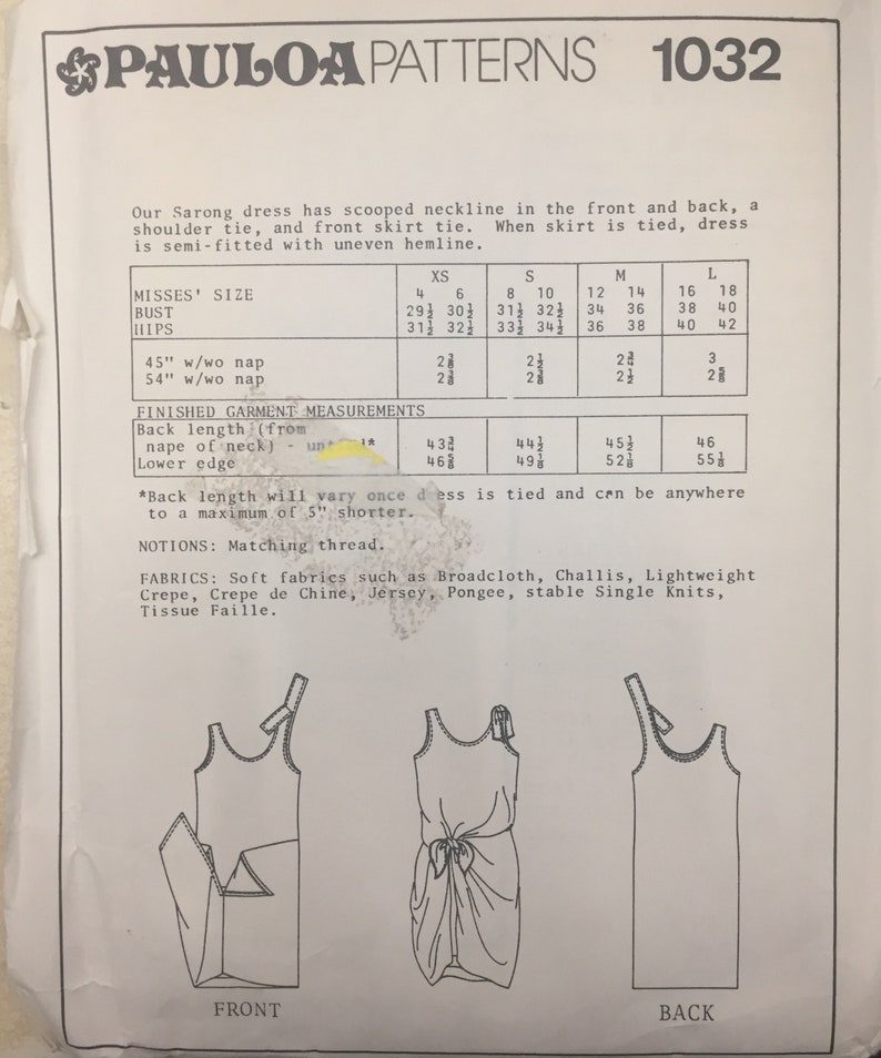 Pauloa 1032 Vintage 1960s Sarong Scoop Neck Tie Wrap Tropical Hawaiian ...