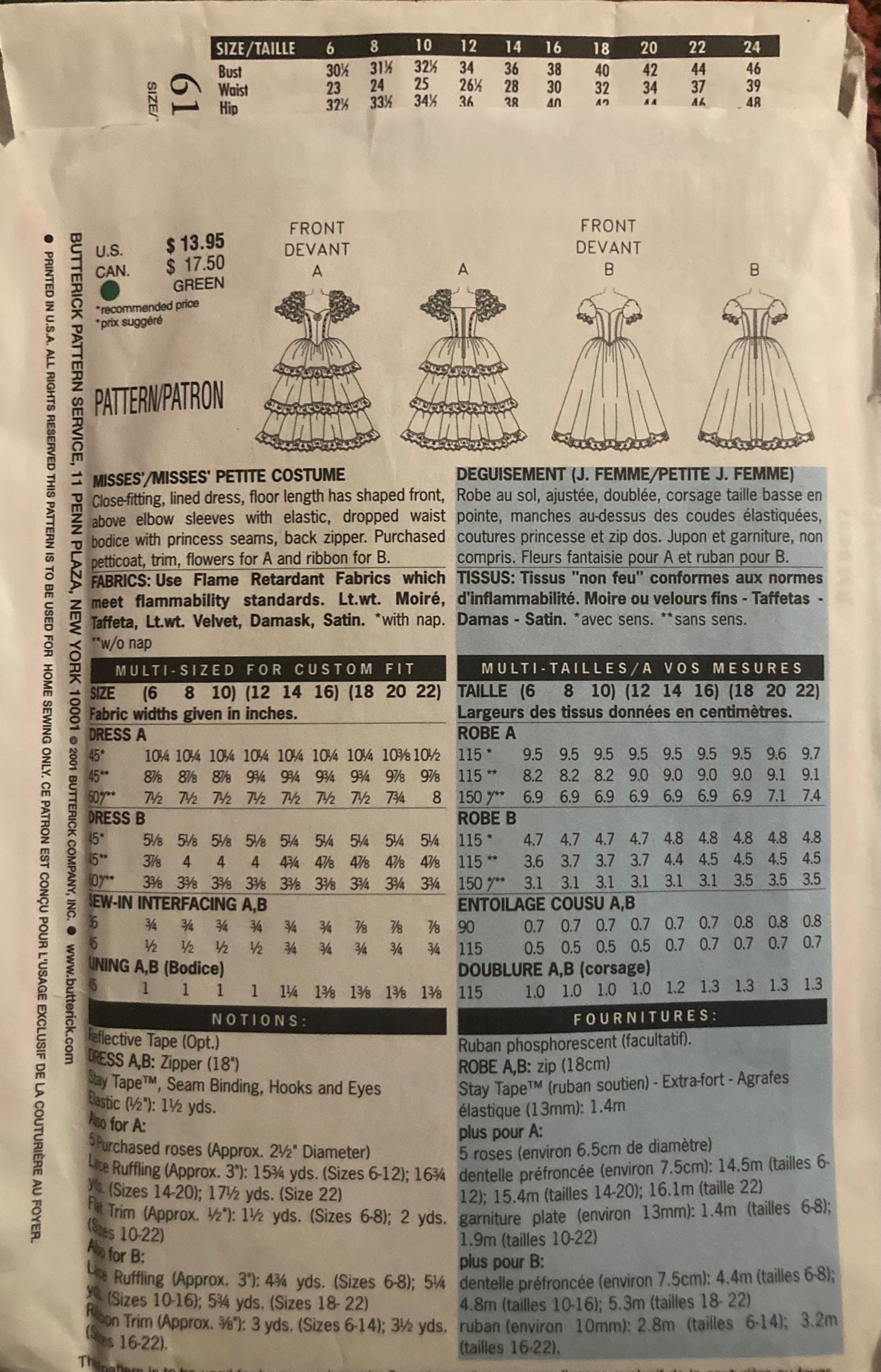 Butterick 6195 Vintage 2000s Making History Ballgown Beauty and the ...