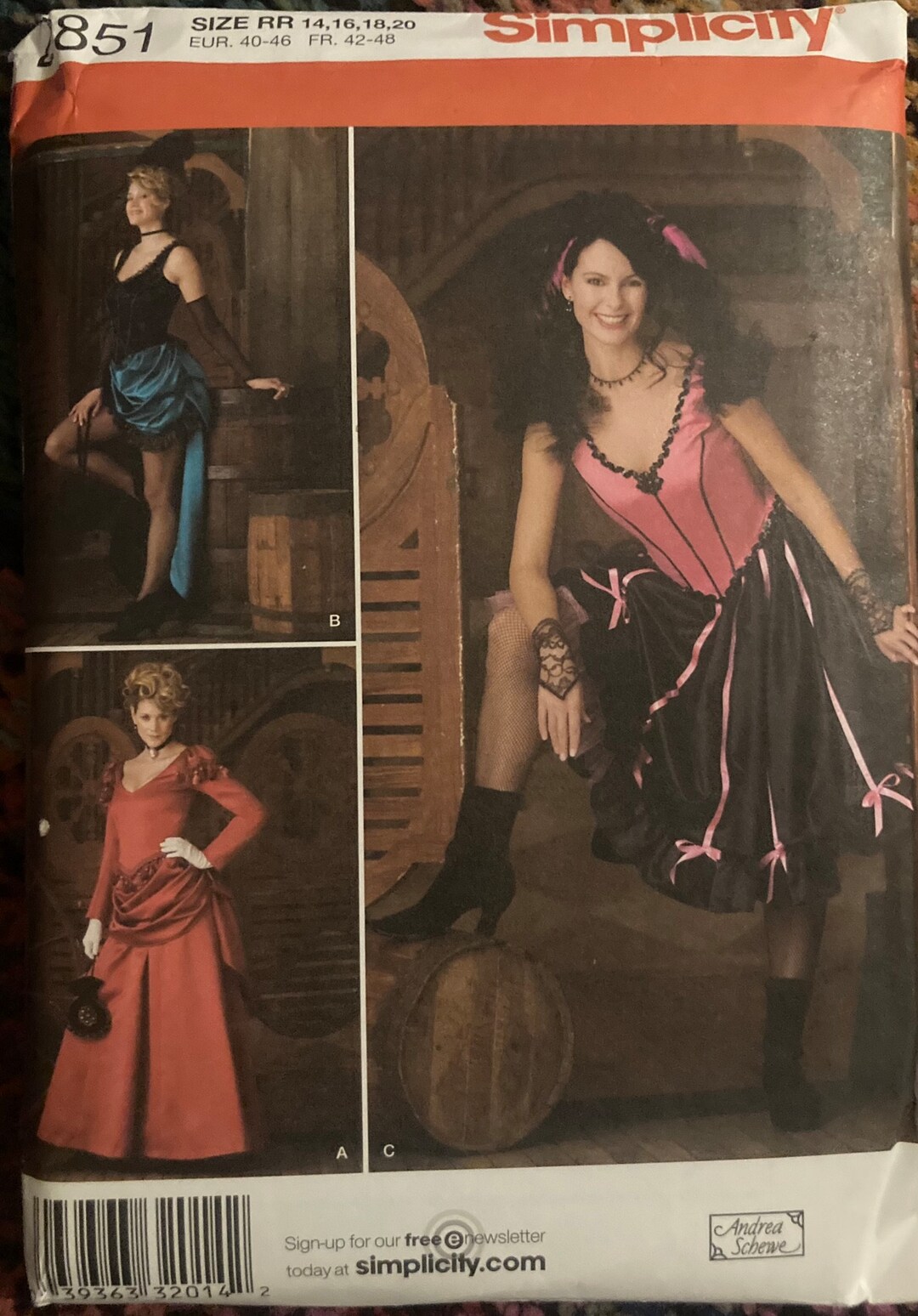 Simplicity 2851 Western Costume Saloon Madame Old West Frontier Skirt ...