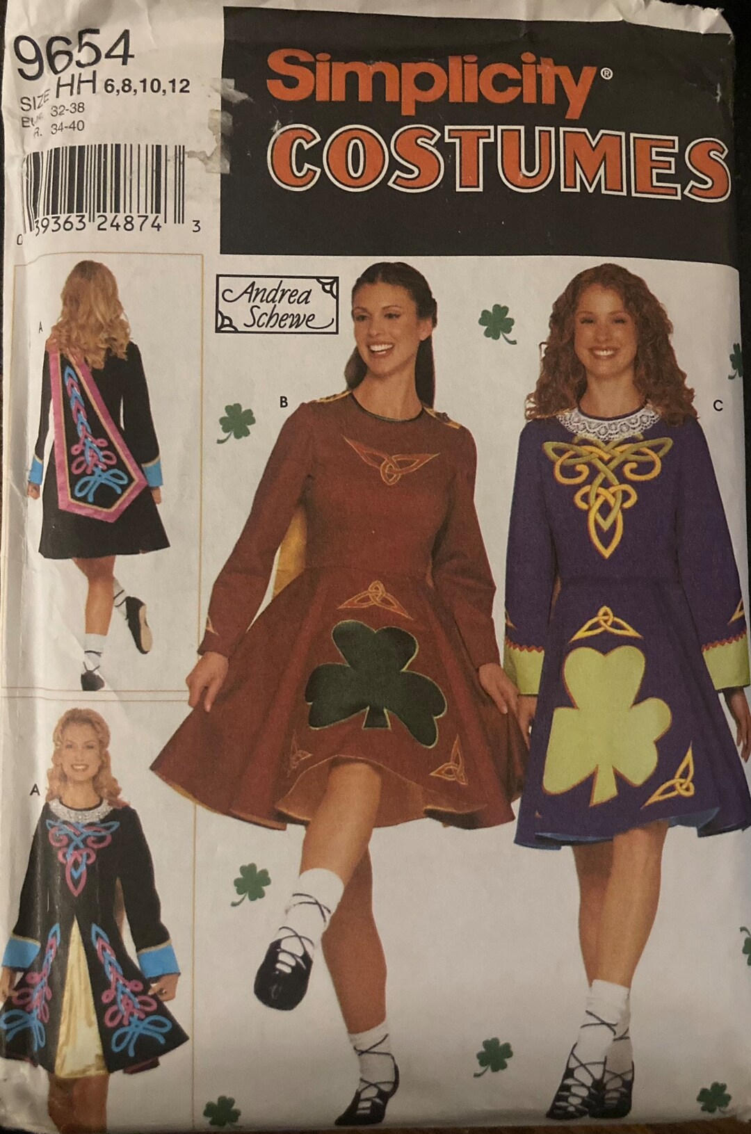 Simplicity Costumes 9654 Vintage 2000s Irish Dance Dress Celtic Cape ...