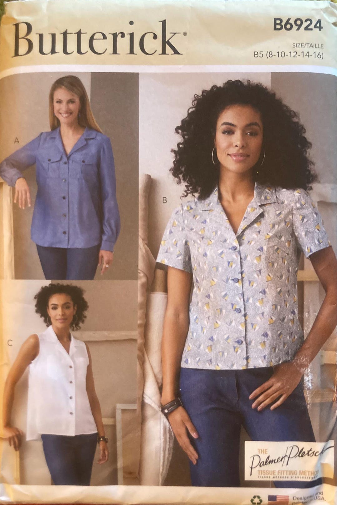 Butterick B6924 2020s Button up Shirts Long Sleeve Camp Sleeveless ...