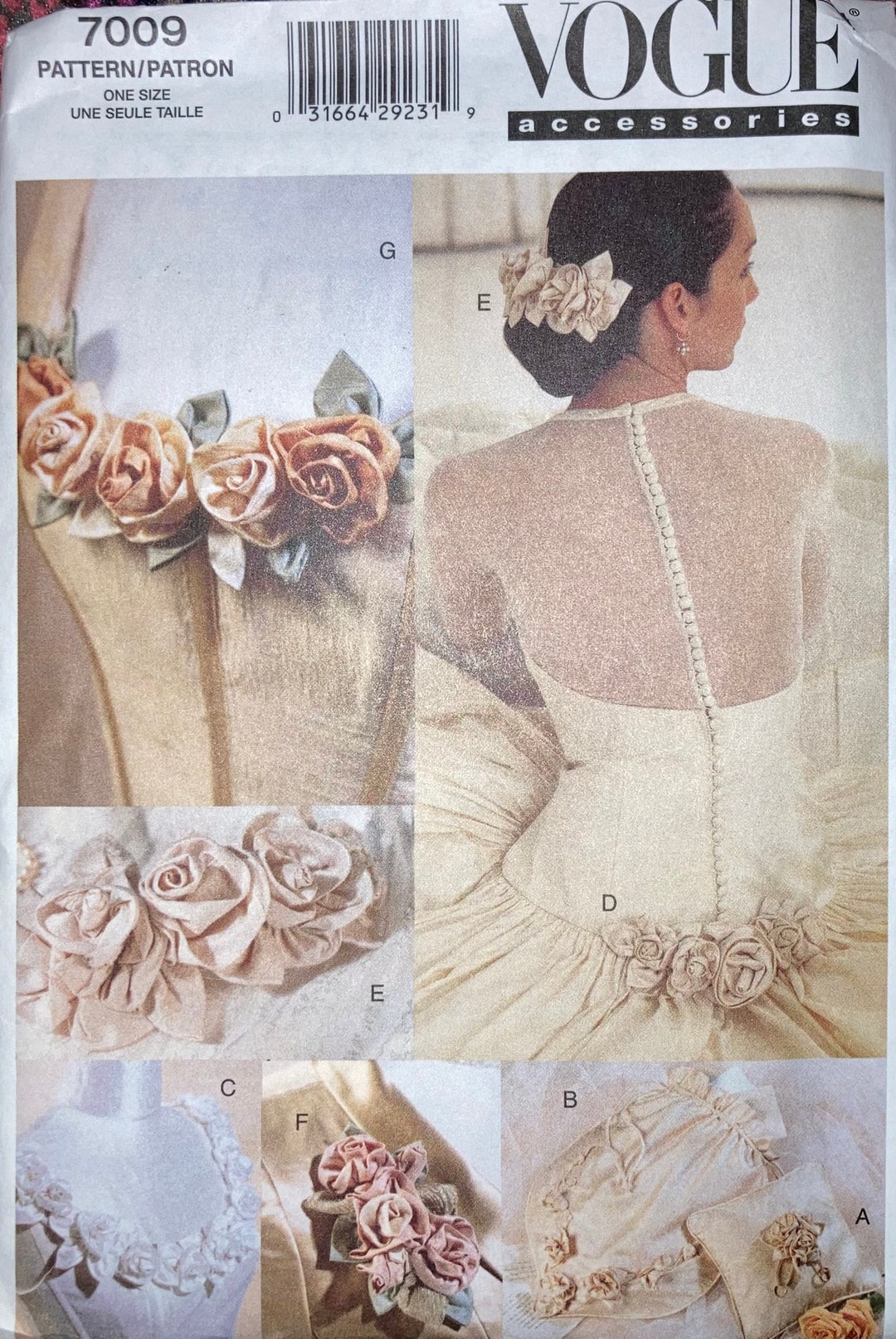 Vogue 7009 Vintage 2000s Ring Pillow Hair Piece Corsage Silk Rose ...