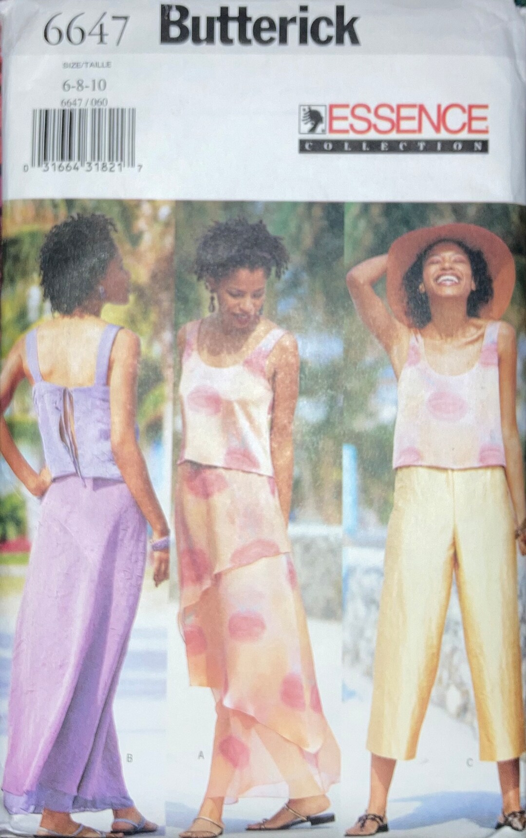 Butterick 6647 Vintage 2000s Y2K Essence Collection Open Back Tank Top ...