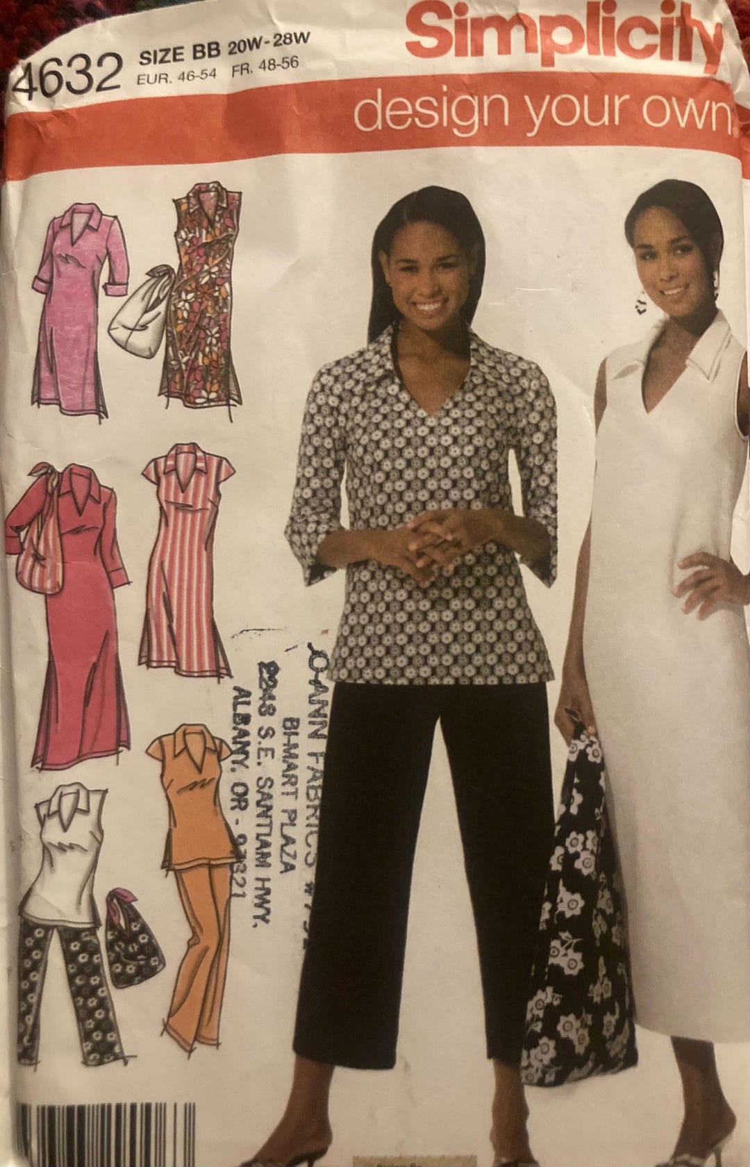 Simplicity 4632 Vintage 2000s Plus Size Collared Dress Tunic Pants Bag ...