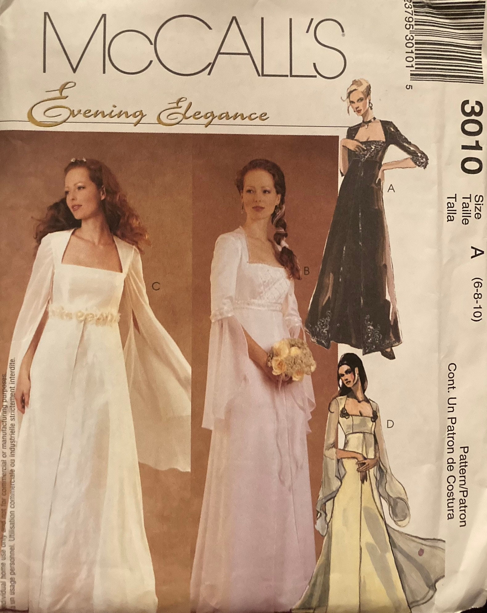 Mccall's Vintage 2000s Bridal Gown Bridesmaid Dress Empire - Etsy