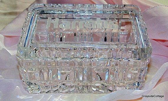 Vintage Clear Crystal Glass Trinket Jewelry Casket Bo… - Gem