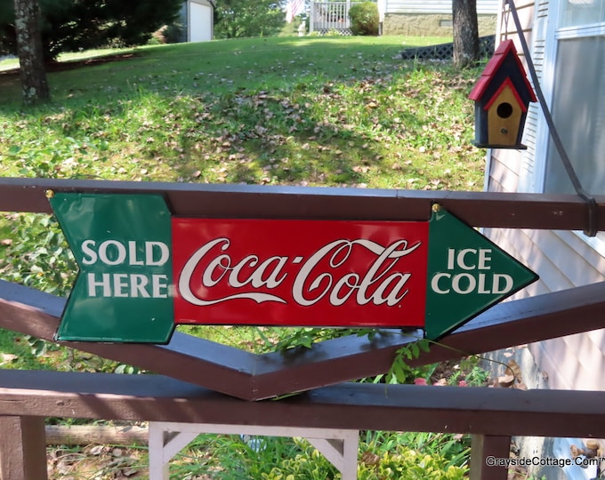 COCA COLA Arrow Sign Ice Cold Coke Vintage Metal Advertising Signs ...