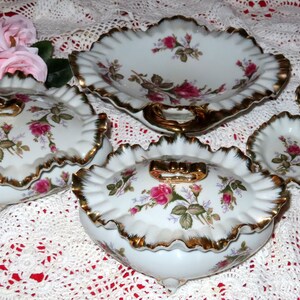 Dining/serving Set 8 Matched Porcelain Pieces, Moss Rose Pattern 24k ...