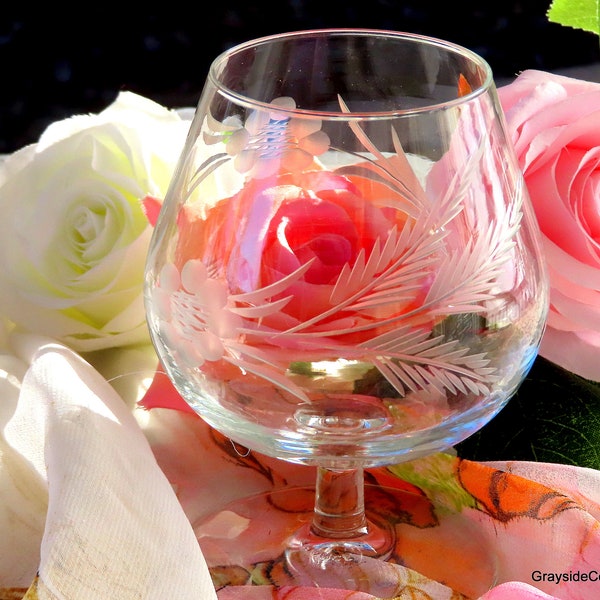 Etched Glass Brandy Glasses Etsy