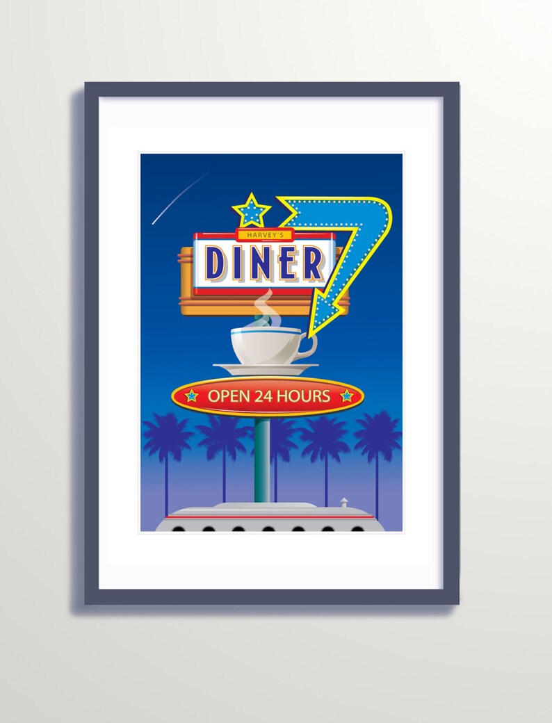 Vintage Poster, Vintage Diner Poster, Vintage Travel Poster, Art Deco ...