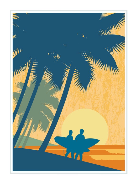 Surfing Poster Surfing Print Hawaii Poster Hawaii Print | Etsy