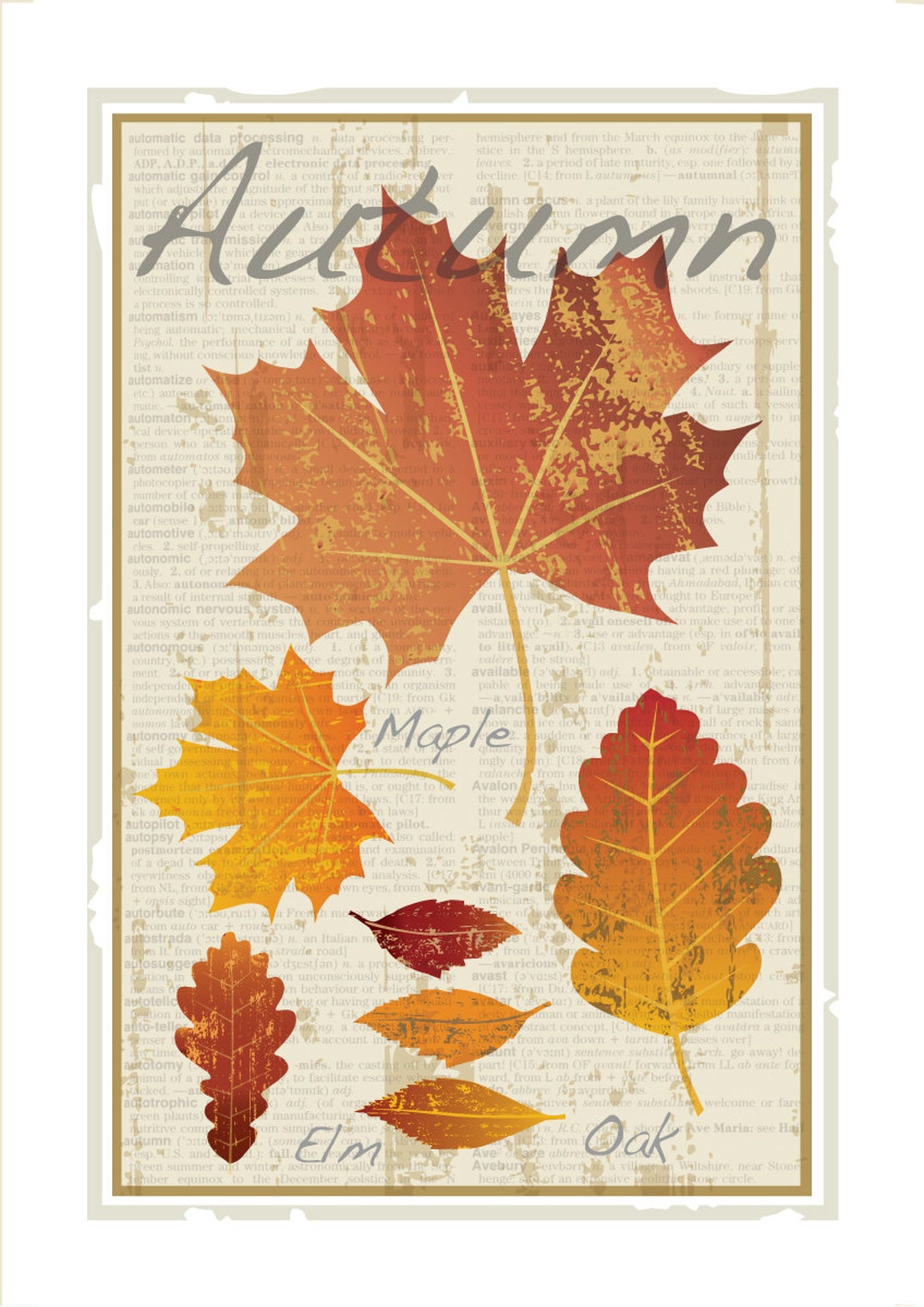 Printable Autumn Leaves Poster, Autumn Print, Botanical Print, DIY ...