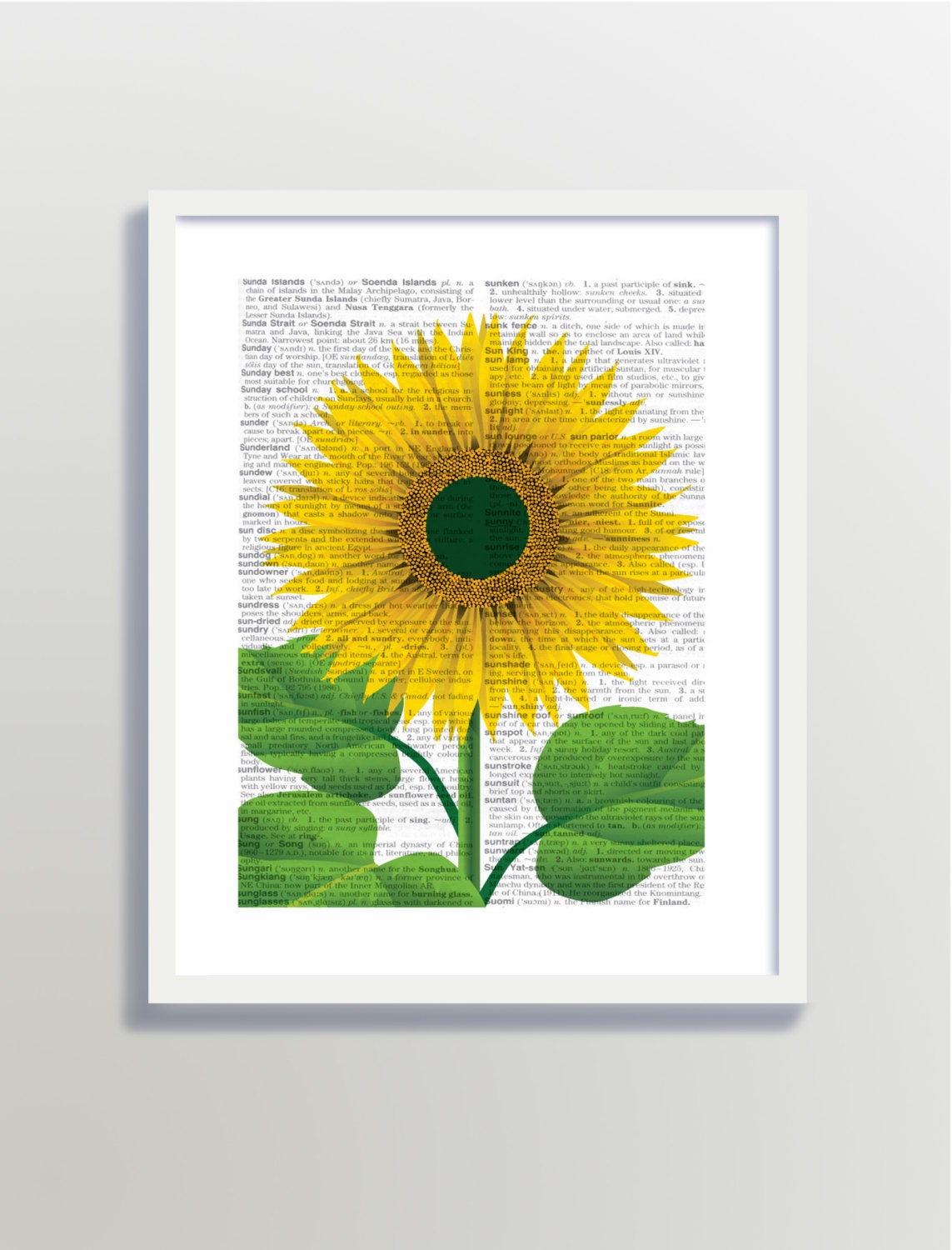 Printable Sunflower, Sunflower Poster, Sunflower Print, Dictionary ...