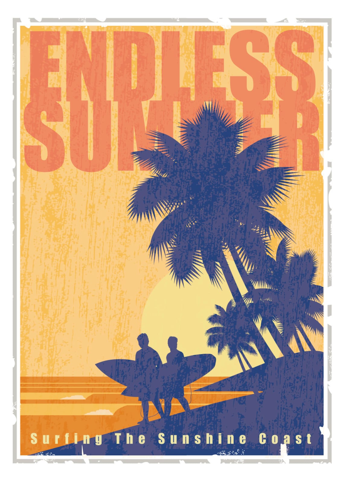Vintage Surf Poster, Vintage Travel Poster, Vintage Print, Surfing ...