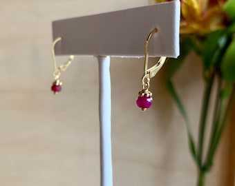 Hammered Rectangle Earrings With Ruby Gemstones Bohemian 60 - Etsy