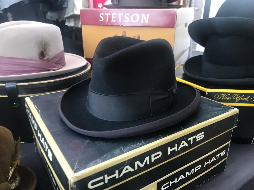 Vintage Homburg Classic Fedora Center Crease Black 718 - Etsy