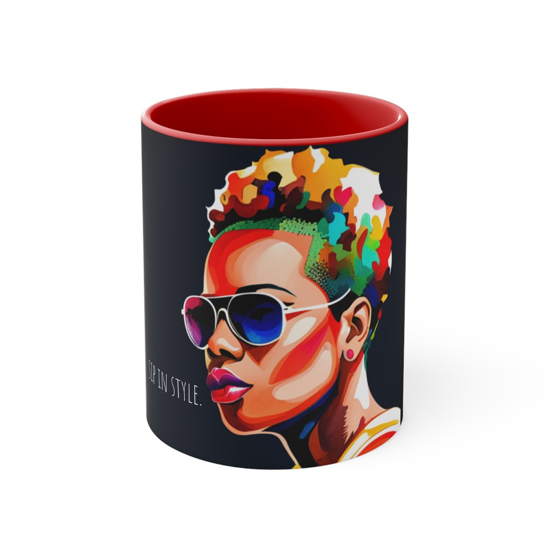 Sip, STYLE Sunglasses High Fashion, White, Black Red Lip 11oz Coffee ...